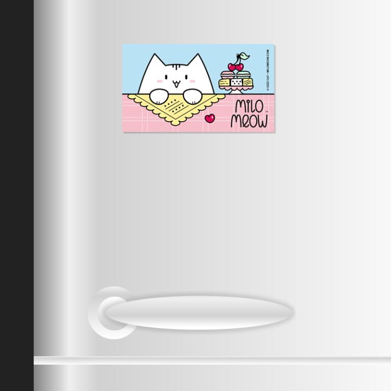 Milo Meow Cat Magnet "Yummy Cakes and Macarons" - Cute Kitten Fridge ...